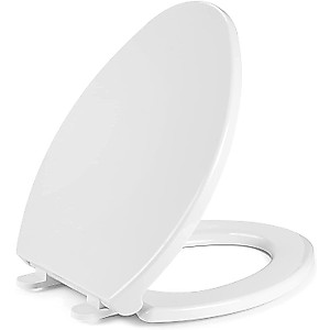 Round Toilet Seat Slow Quiet Close Seat Cover Fit Standard Round Toilet White Toilet Seat with Metal Inserts Easy to Install, Non-slip Seat with Rubber Bumpers Provides Comfort Relieves Pressure Point
