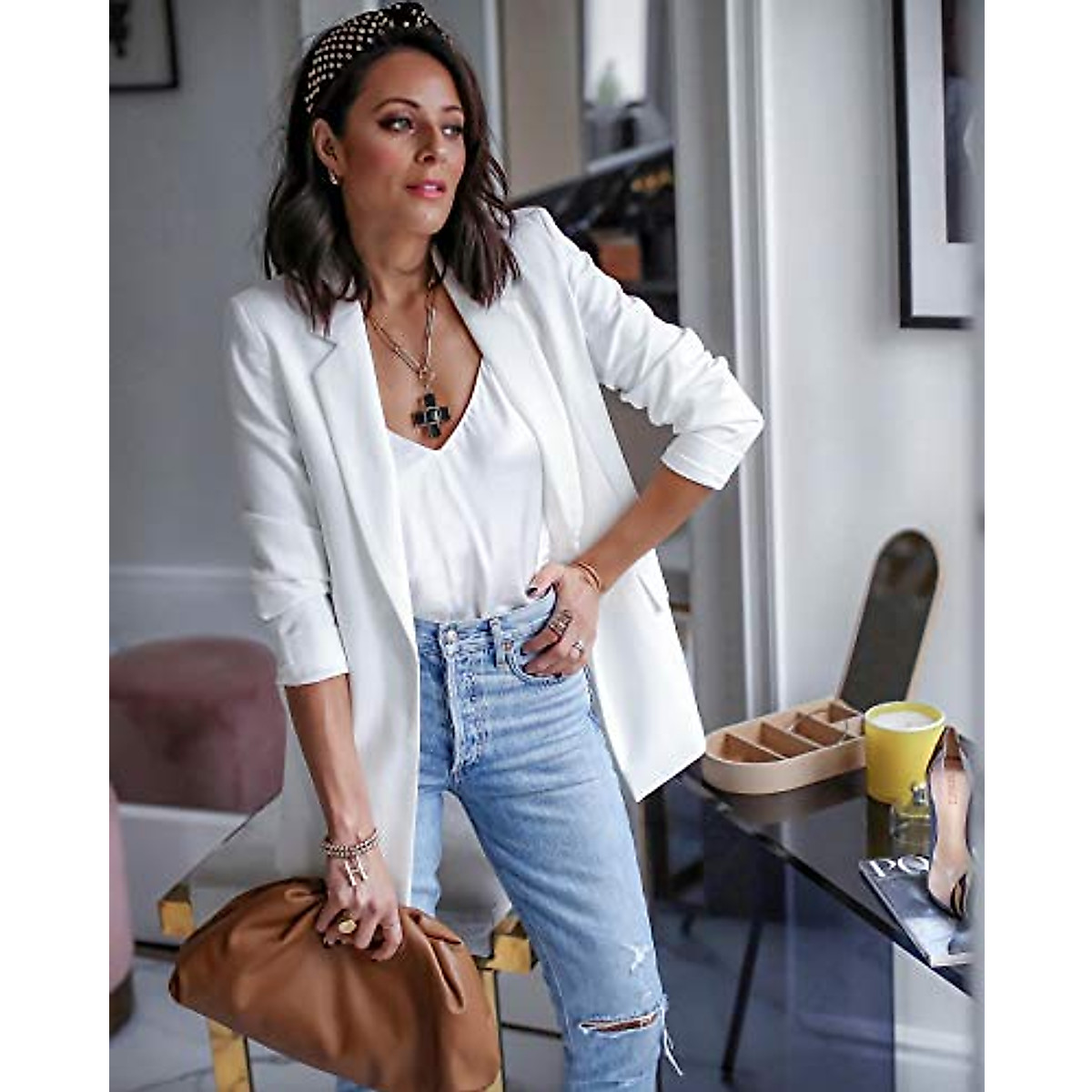 The Drop Women's Blake Long Blazer, Praline, 3X