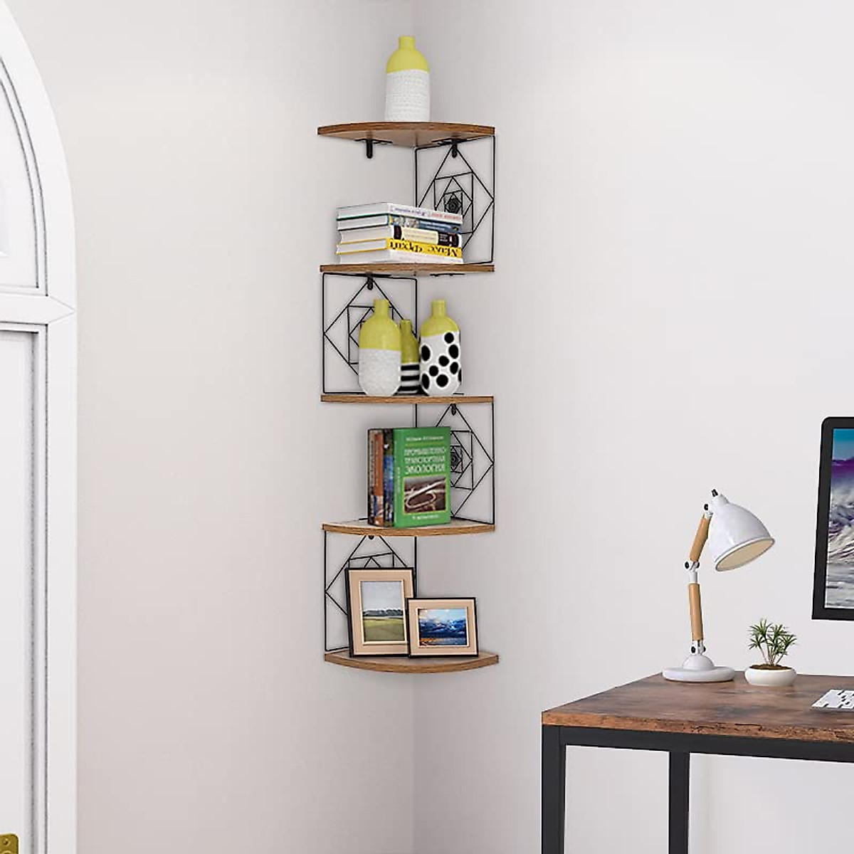 AOTSON Corner Shelf Wall Mount, Floating Shelves for Wall Storage and Display, Rustic Wall Shelves Wood Shelves for Bedroom, Kitchen, Bathroom, Living Room, Nursery and Office