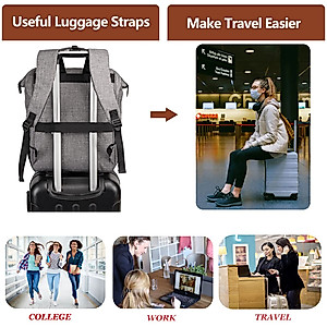 HXLGMD 15.6 Inch Laptop Backpack for Women Men 2 PCS Set Convertible Travel Work Backpack Professional Teacher Nurse Bag Daypack Purse with USB Port for Business College -Grey