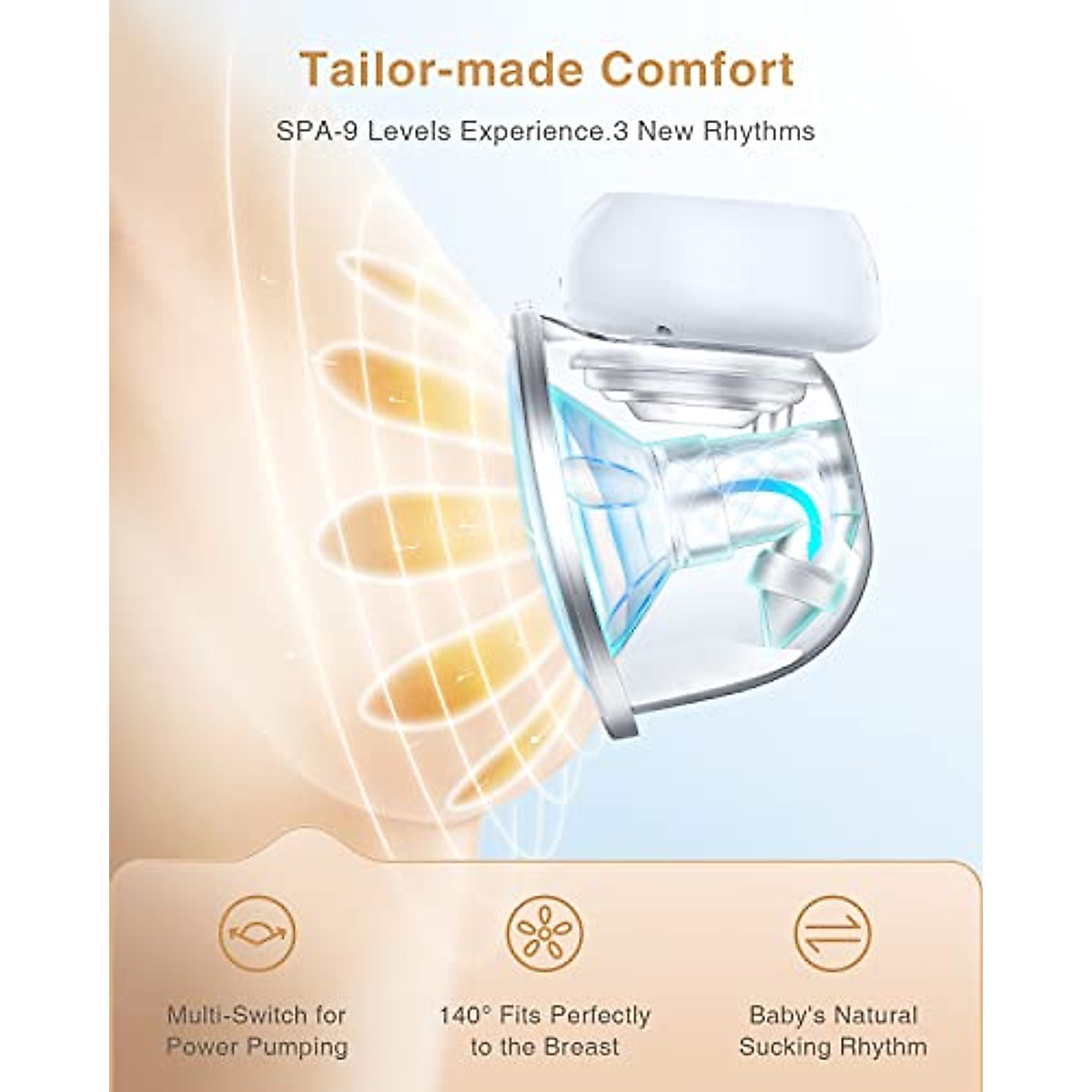 LABIGO Hands-Free Breast Pump, Wearable Breast Pump of Longest Battery Life, Remote Control, and LCD Display, Double Portable Electric Breast Pump with 3 Modes & 9 Levels, 24mm & 27mm Flange, 2 Pack