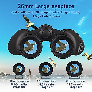 20x50 Binoculars for Adults HD Day Light Night Binoculars with BAK4 Prism FMC Lens for Hunting Bird Watching Concert etc IPX7 Waterproof Black
