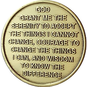 One Day At a Time Praying Hands with the Serenity Prayer- Bronze Medallion