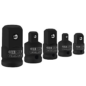 SWANLAKE 5-Piece Impact Socket Adapter Set, 1/4, 3/8, 1/2" SAE Socket Adapter, Cr-V Steel Impact Adapter Set