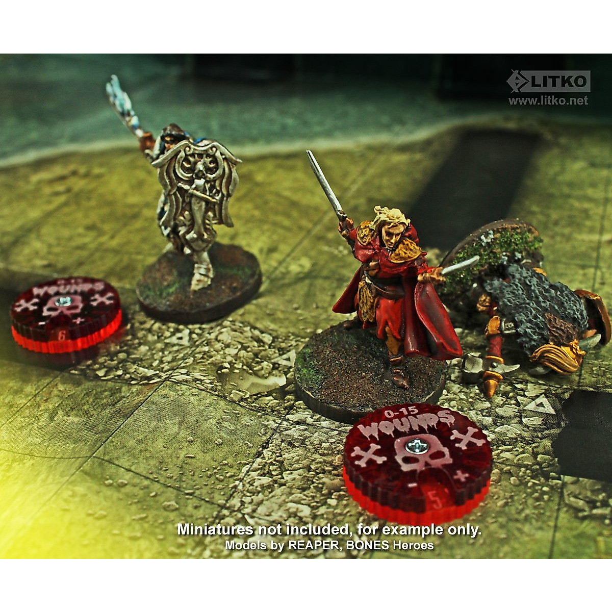 LITKO Wound Dials | Health Tracker | Life Counter | Tabletop Games | Collectible Card Games | Living Card Games | Role Playing Games | LCG | RPG | (Numbered 0-15 (Two Dials))