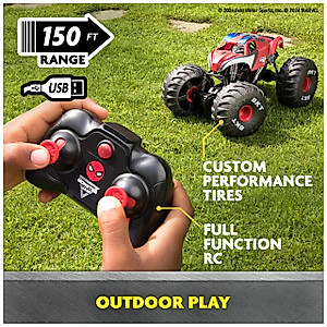 Monster Jam Marvel Mega Spider-Man RC Monster Truck, All-Terrain, Over 2 Feet Long, 1:6 Scale, Super Hero Kids Toys for Boys and Girls Ages 4 and Up