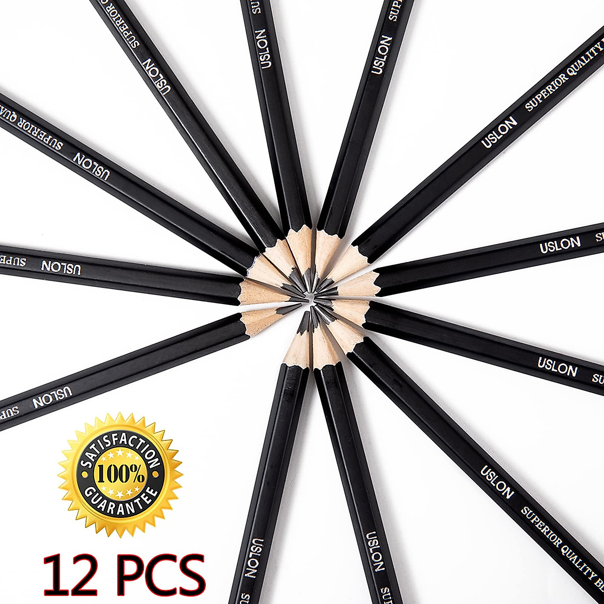 YUANCHENG 12 Pack of Graphite Pencils for Drawing, Art, and Sketching - Black
