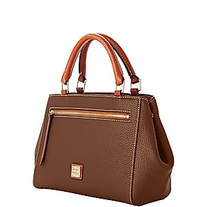 Dooney & Bourke Designer Handbags for Women, Pebble Grain Leather Small Satchel Bag with Crossbody Strap - Brown