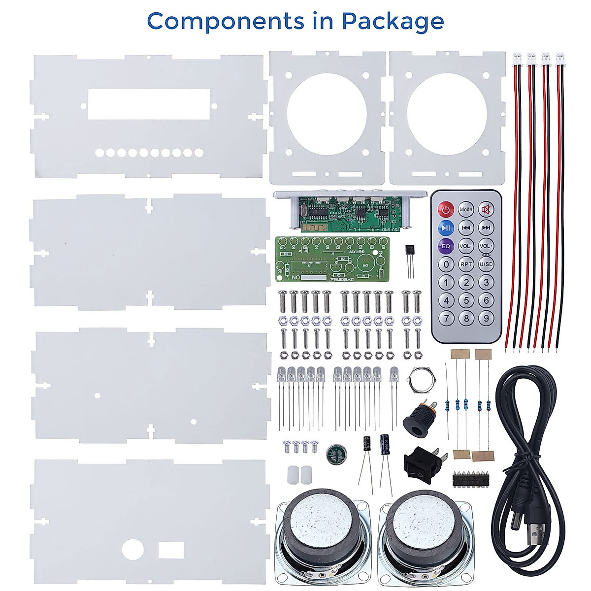 MiOYOOW DIY Bluetooth-Compatible Speaker Kit, Mini Stereo Sound Amplifier Soldering Projects with LED Flashing Light, Electronic Soldering Practice Kit for School STEM Education and Home Office Use