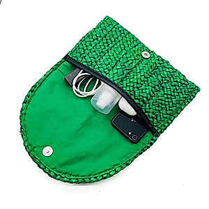 Seamido Straw Clutch Purses for Women Corn Straw Woven Bags Beach Handbags(Green)