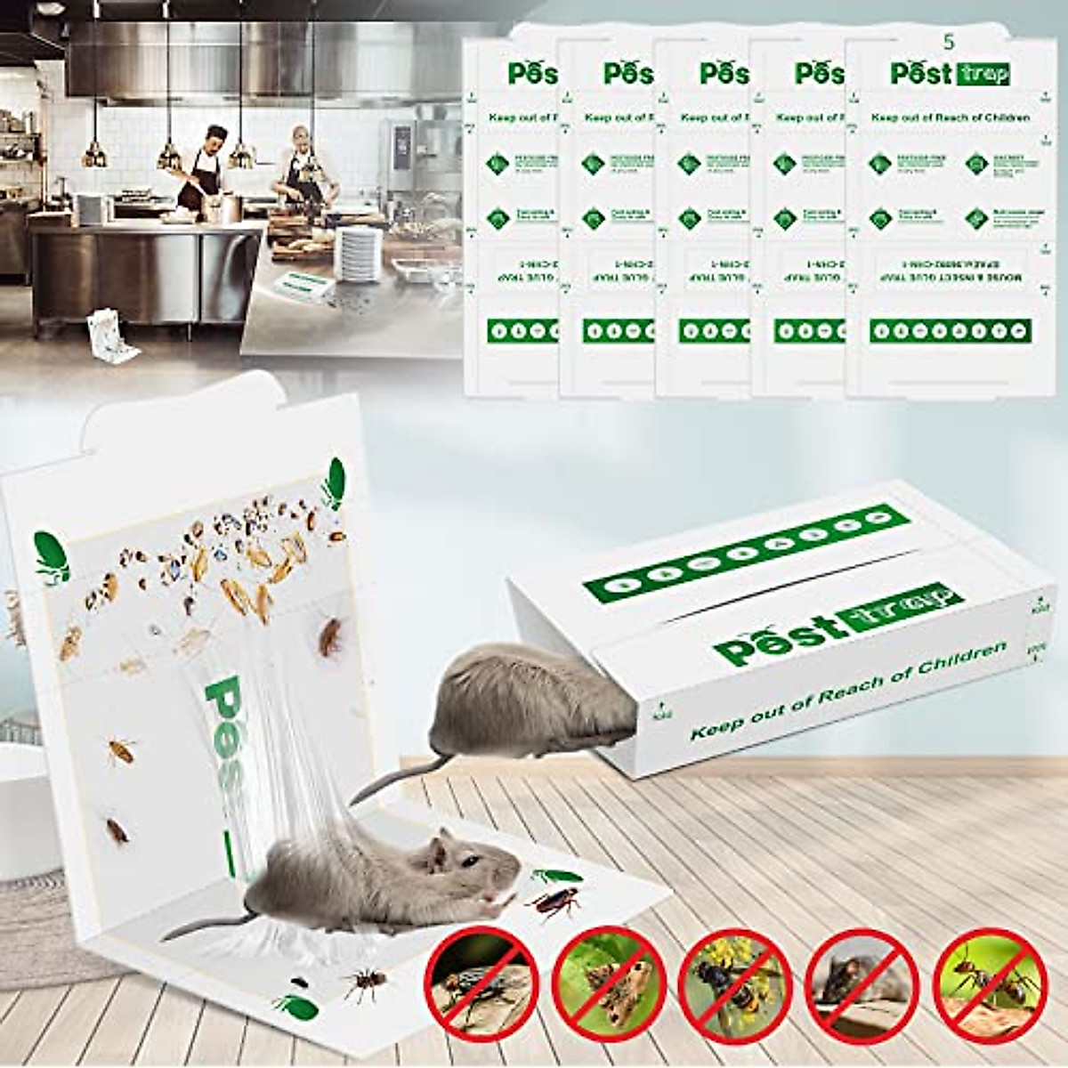 Protecker Mouse Trap,Pest Control Traps,Professional Strength Mouse Glue Traps ,Mice Rat Moths Bugs Insects Bed Bugs Spiders Cockroaches Snake Glue Traps for House Indoor Outdoor ,Non-Toxic&Pet Safe