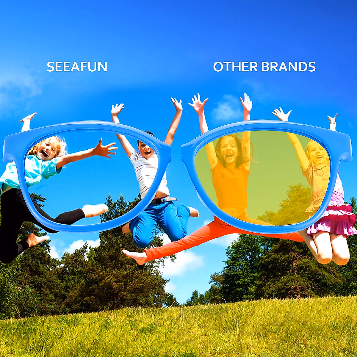 SEEAFUN Blue Light Glasses for Kids Girls Boys with Cute Car Case, UV400 Protection, Anti Blue Ray Age3-12