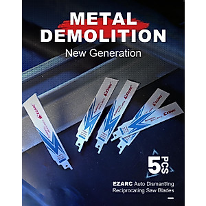 EZARC Reciprocating Saw Blade, 6-Inch Bi-Metal Sawzall Blades 14/18TPI for Steel Demolition R610DM (5-Pack)