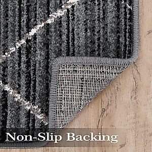 WESTLOOM Area Rug 2x3 Modern Abstract Doormat Retro Accent Mat Indoor Entrance Kitchen Rug Contemporary Indoor Mat Soft Door Mat Boho Plush Small Rug Living Room Bedroom Grey