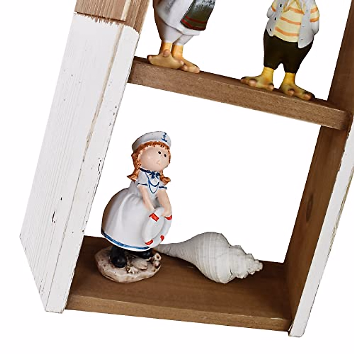 Wooden Lighthouse Shelf Nautical Beach Home Room Decoration, 31.1" H Display Light House Free Standing & Wall Mounted Rustic Lighthouse Shelves for Bathroom Bedroom Living Room Party Decoration