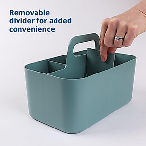 BLUE GINKGO Stackable Organizer Caddy – Korean-Made Portable Tote for Bathroom, Office, Crafts, or School Supplies (Rectangle, Green)