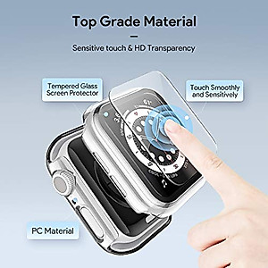2 Pack HATOSHI for Apple Watch Case 40mm Series SE, 6, 5, 4 with Built-in Tempered Glass Screen Protector, Ultra-Thin All Around Protective Glass Screen Cover for iWatch 40mm, Clear