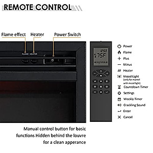 LegendFlame® Barron Electric Fireplace with 51" Storage Shelf Mantel Surround and Jaden 31" Insert, Rustic Dark Oak