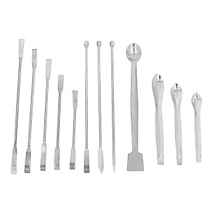 12pcs Stainless Steel Laboratory Spatula Micro Spatula Lab Sampling Scoop Long Sampling Spoon Assortment Kit