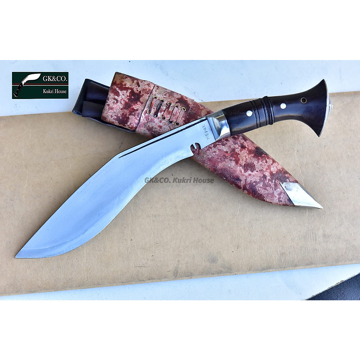 GK&CO. Kukri House Genuine Kukri Knife - 10 Blade World War II Panawal Wooden Handle Kukri/Khukuri- Handmade in Nepal