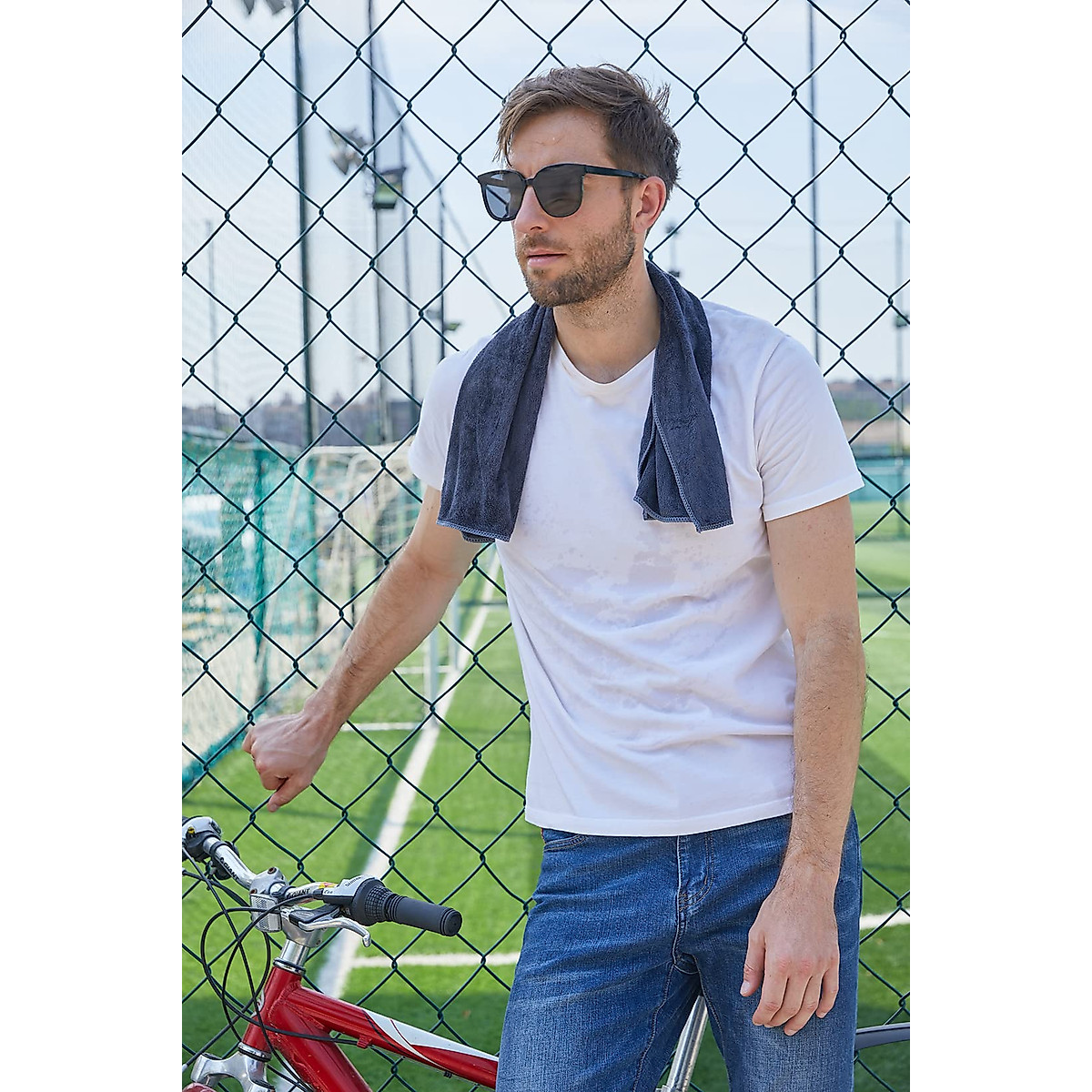 HOPESHIN Gyms Yoga Towels Sweat Fitness Exercise Microfiber Workout Towels Absorbent Gym Towels for Men & Women Sports Towels Soft Fast Drying 3 Pack, 16inchX32inch