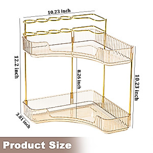 Ghtlves 2-Tier Corner Bathroom Counter Organizer, Gold, Metal