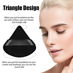 Pimoys 4 Pieces Powder Puff Makeup Sponge Triangle Powder Puffs for Face Powder Loose Powder, Velour Foundation Sponge Setting Powder Puff Beauty Makeup Tool, Black