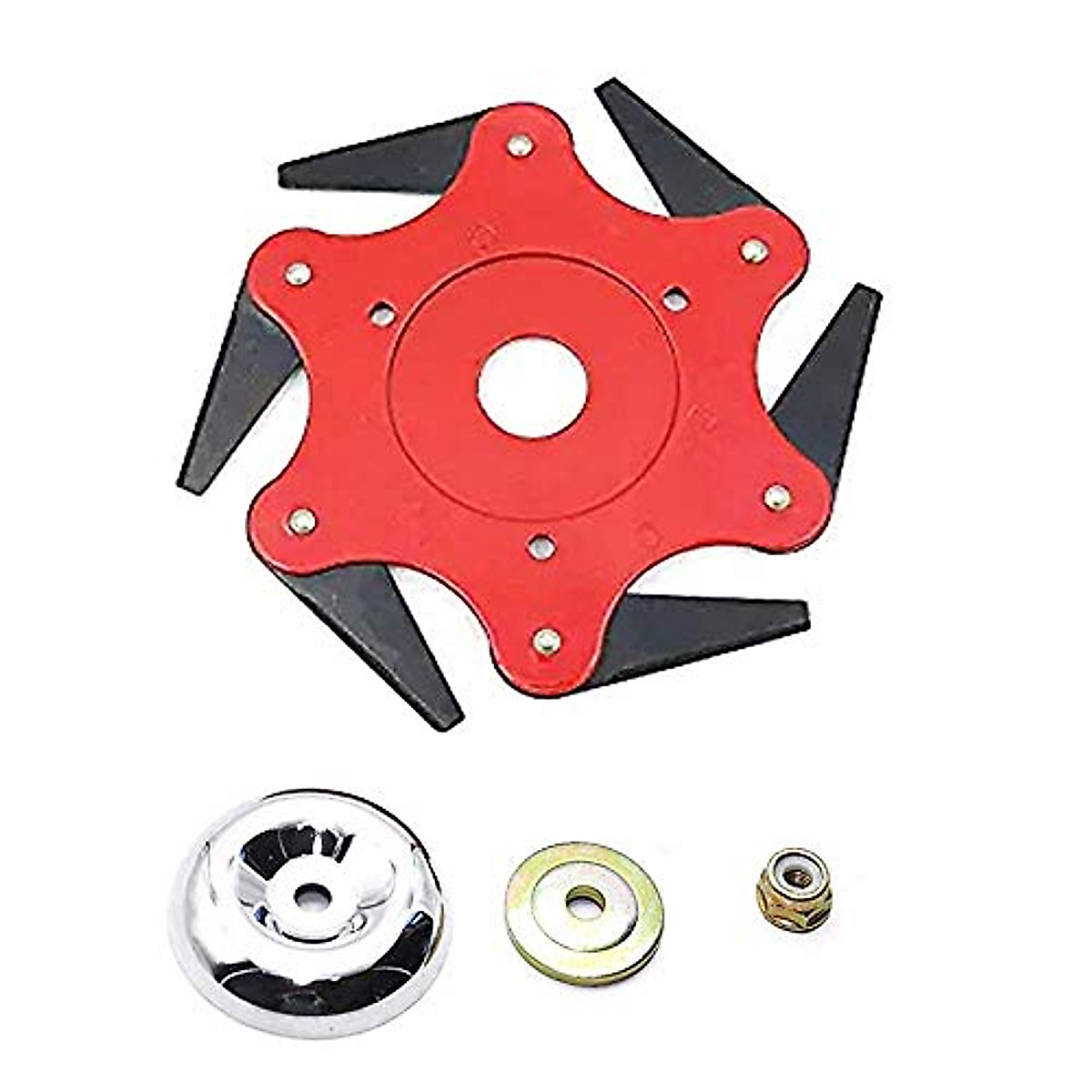 Automotor Outdoor Trimmer Head 6 Steel Razor Blade Trimmer Replacement 65Mn Lawn Mower Head Accessories Garden Lawn Mower Weed Brush Cutter with Adapter