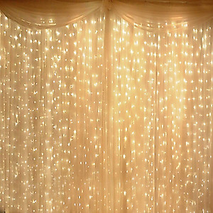Christmas LED Curtain Lights - ilikable IP44 300LED 9.8*6.6FT Waterproof Indoor and Outdoor Fairy Twinkle String Lights USB-Powered UL588 Approved Decoration for Wedding Party Home Garden Bedroom Wall