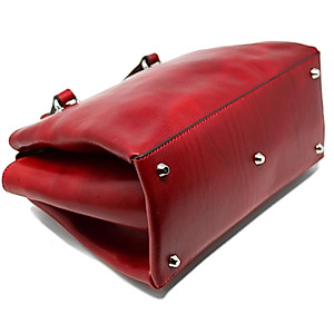 Floto Sesto Women's Leather Handbag with Crossbody Strap (Tuscan Red)