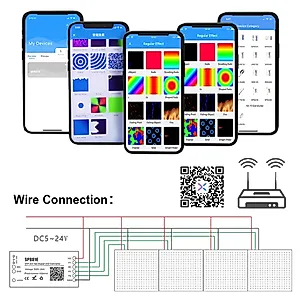 TOPXCDZ DC5V-24V 12V SP801E Art-Net Magic LED WiFi Controller Matrix Panel Module WS2812 WS2811 Light Strip Wireless Control iOS Android
