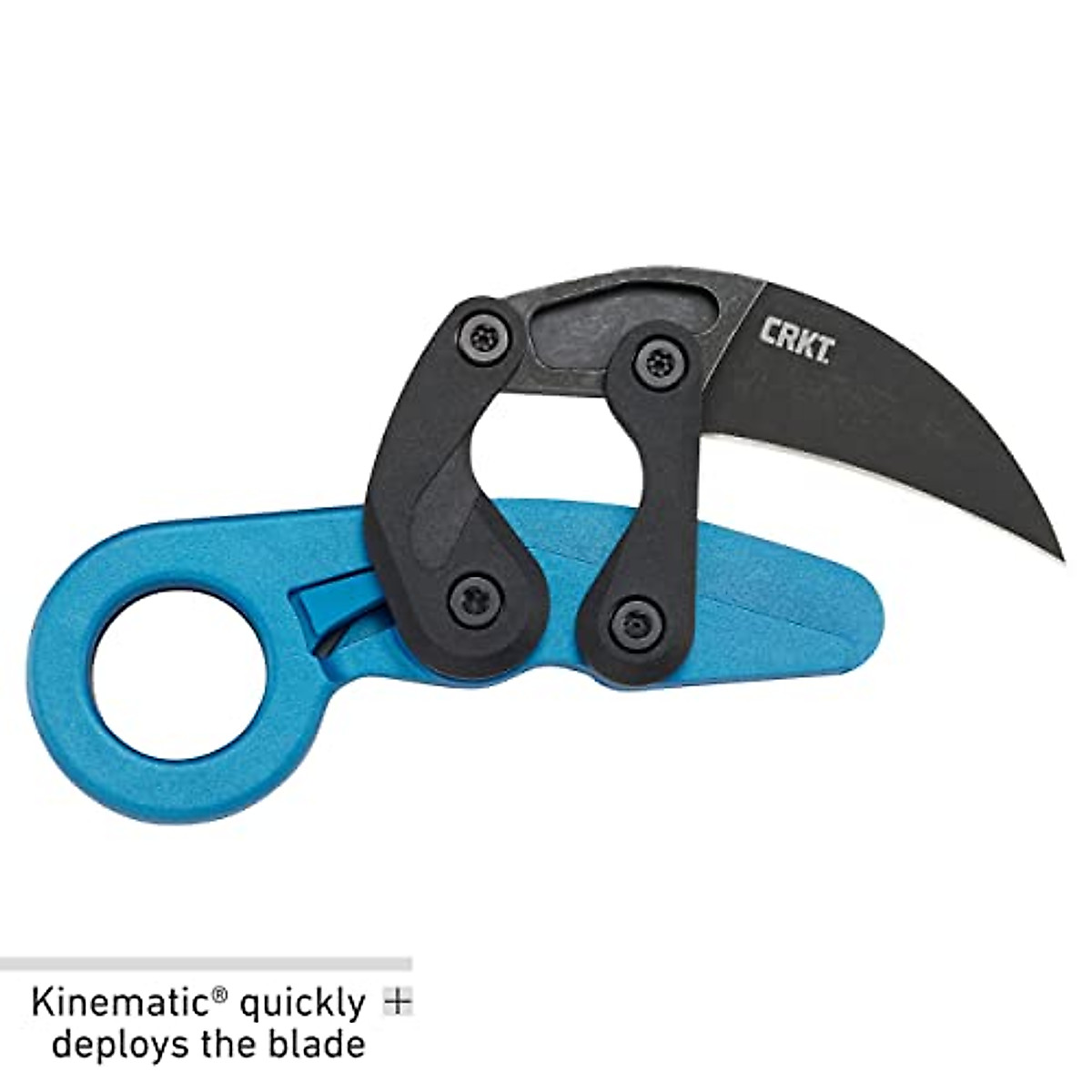 CRKT Provoke Blue Metallic: Morphing Karambit, Plain Edge Blade, Kinematic, Grivory, Low Profile Pocket Clip, 4041B