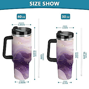 SEHANY Purple Marble 30 Oz Tumbler with Lid and Straw, Double Vacuum Stainless Steel Insulated Sports Water Bottle Cup Holder Friendly Leak-Proof Travel Coffee Cup for Iced Drink