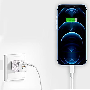 USB C Wall Charger 20W Bling PD & QC 3.0 2 Port Charger with 20W Mini USB-C Power Adapter Compatible with iPhone iPad AirPods Samsung Galaxy and More