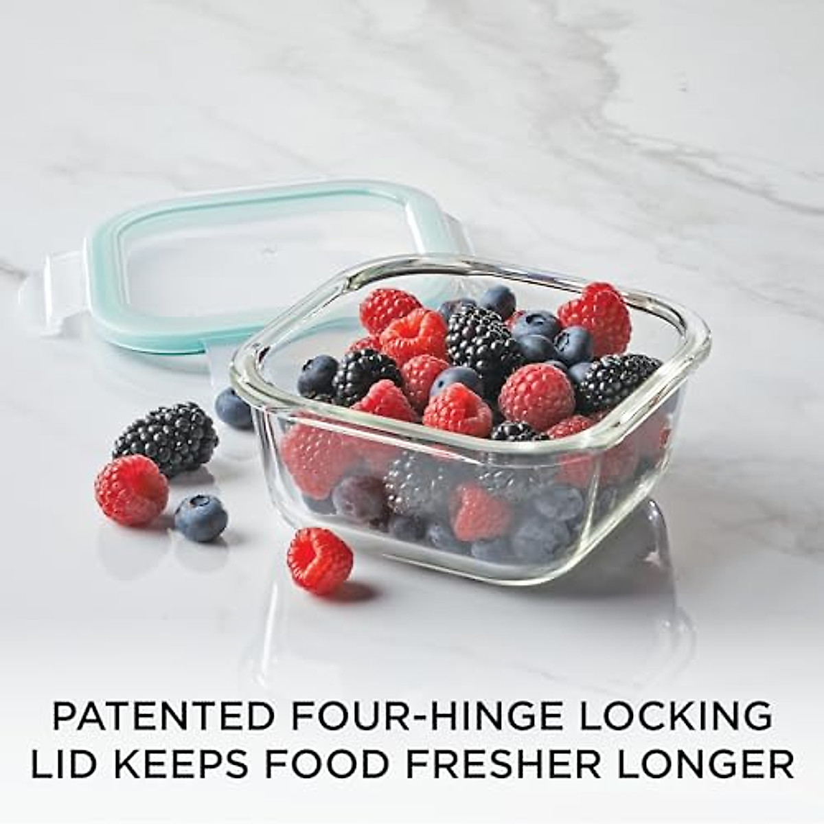 LOCK & LOCK Purely Better Glass Food Storage Container with Lid, 2.11-cup, Clear