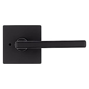 Kwikset Halifax, Door Handle Lever Privacy Door Lock for Bedroom and Bathroom with Microban, Square Rose in Matte Black