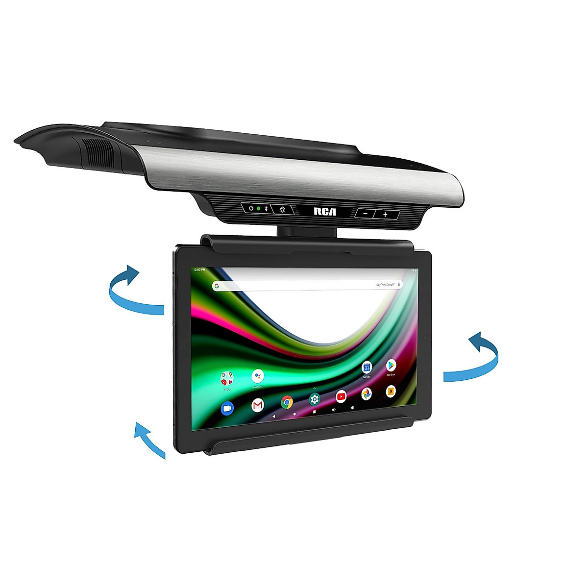 RCA Under Cabinet Speaker Dock with 11.6" Space Saver Android Tablet 2GB RAM 32GB