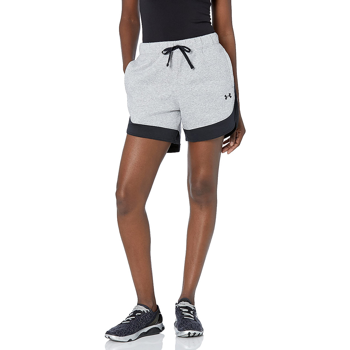 Under Armour Women’s Fleece Shorts, Mod Gray Light Heather (011)/White, Small