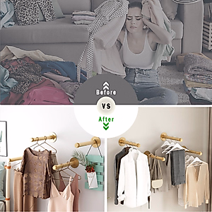 4 Pcs Industrial Pipe Clothes Bars 12 inch, Industrial Pipe Clothing Racks, Gold Closet Rods for Hanging Clothes, Gold Clothing Racks for Home Boutique Retail