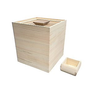 Wooden Rice Storage Container with Lid and Measuring Cup, 11.8lbs / 5kg - Grains, Dry Food