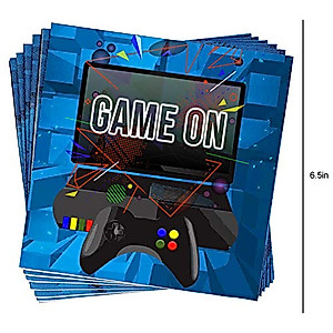 103 Piece Video Gaming Party Supplies Set Including Banner, Plates, Cups, Napkins, Tablecloth, X-Large Joy Stick Controller Balloon - Serves 25