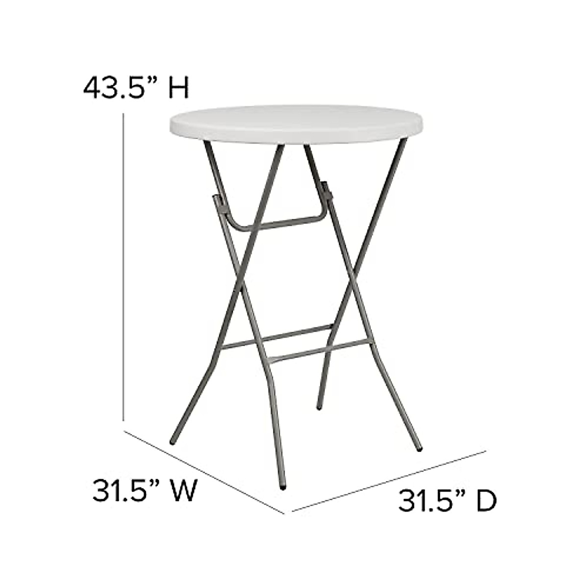 Flash Furniture Kathryn 2.63-Foot Round Granite White Plastic Bar Height Folding Table