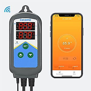 Inkbird Temperature Controller ITC-306T WiFi Heat Lamp Thermostat Reptile Temperature Controlled Outlet for Heat Mat Fermentation,1200W,10A.