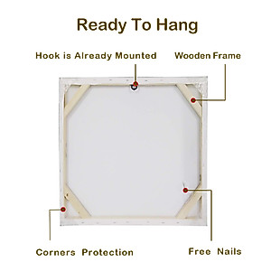 Contemporary Wall Art Abstract Picture Blue Modern City Painting Artwork Hand Painted Modern Canvas Living Room (24'' x 24'' + 24'' x 12'' x 2 Panels)