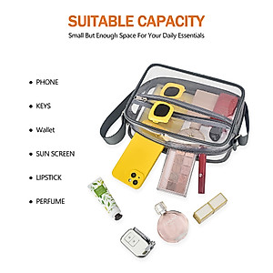 MAY TREE Clear Bag for Stadium Events Clear Messenger Bag Suitable for Concert and Sports Events, Grey-Large