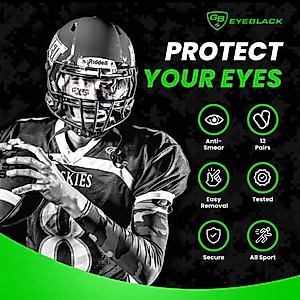 GB Eyeblack - 12 Pairs Peel & Stick Athletic Eyeblack Glare Blockers Colored Camo Orange Eye Black Strips (Orange Camo)