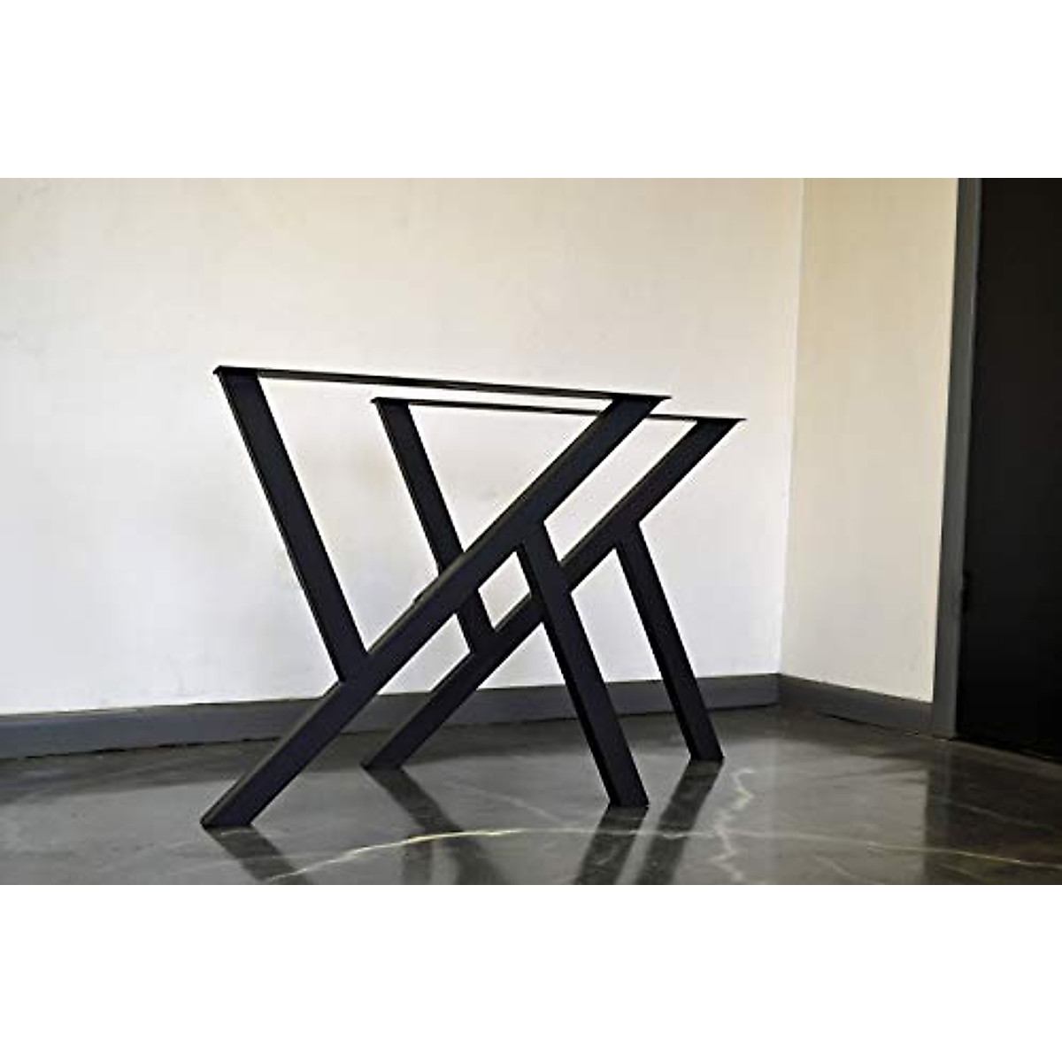Metal Table Legs, Offset X-Frame Style - Any Size and Color