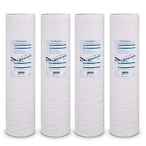 Geekpure Whole House String Wound PP Sediment Replacement Filter Cartridge-4.5" x 20"-5 Micron- Pack 4