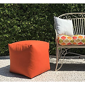RULU Ottoman Outdoor/Indoor Sunbrella Bean Bag Pouf 19"x19"x18"H Spectrum Cayenne, Rust
