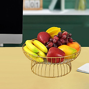WeiLaiKeQi Fruit Basket Fruit Holder Serving Bowl Fruit Tray Cakes Holder Round Bread Storage Basket Fruit Bowl for Outdoor Parties Household Garden, 25cm Glass Bottom